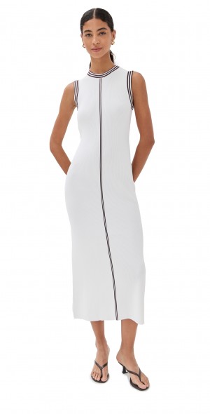 LE BOP - Ringer Midi Dress White & Chocolate L