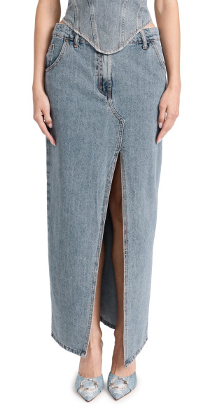 Lioness - Barbie Split Midi Skirt Faded Denim XS