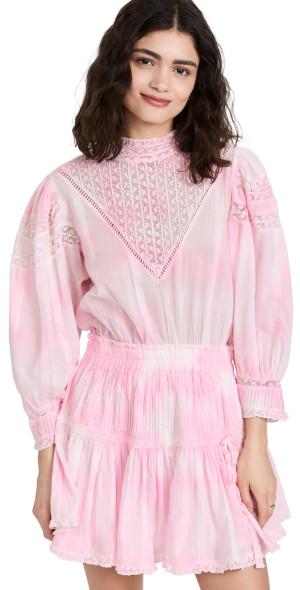 LoveShackFancy - Viola Dress Island Pink Hand Dye XL