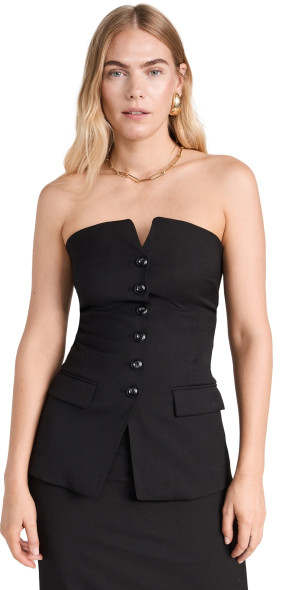 Pixie Market - Button Strapless Top Black M