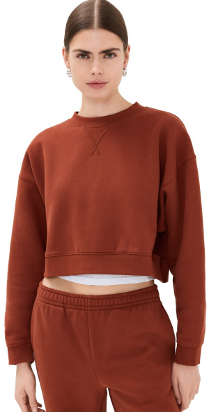 Reformation - Grace Cropped Vintage Sweatshirt Fig Jam XL