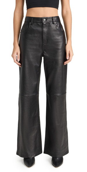 Reformation - Veda Kennedy Wide Leg Leather Pants Black 4