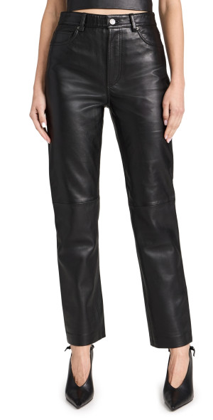 Reformation - Veda Leather Cynthia Pants Black 0