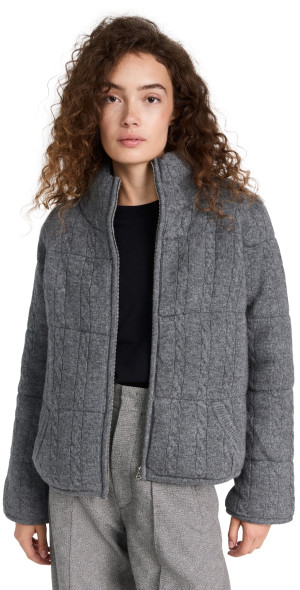 Sablyn - Cashmere Cable Knit Puffer Jacket Thunder M