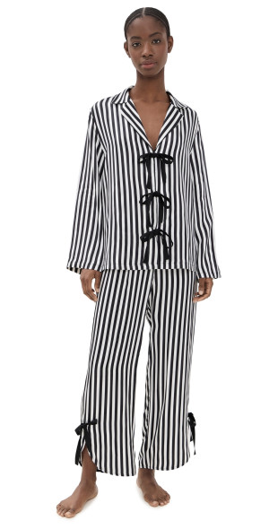 Sleeper - Phoenix Striped Set with Bow Details Black and White S