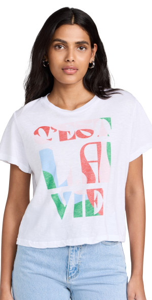 SUNDRY - C'est La Vie Crew Neck Tee Optic White S