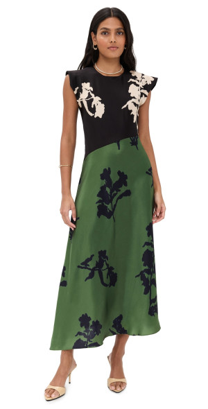 Tanya Taylor - Violeta Dress Dark Fig/Forest Green Multi