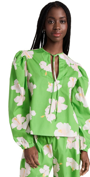 The Lulo Project - Tulum Shirt Green Hibiscus M