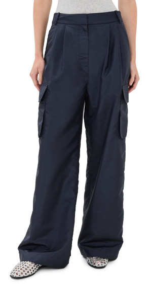 Tibi - Crispy Nylon Stella Pleated Cargo Pants Navy 2