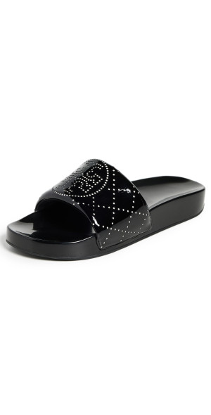 Tory Burch - Double T Pool Slides Nero/Nero 10