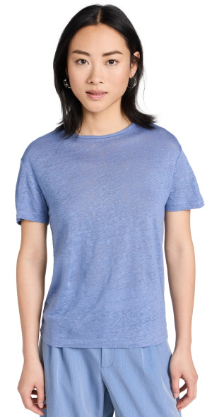 Vince - Drop Shoulder Crew Neck Top Azure Gem L