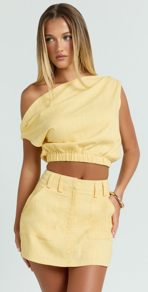 Showpo - Adora Top - Asymmetrical Top in Yellow