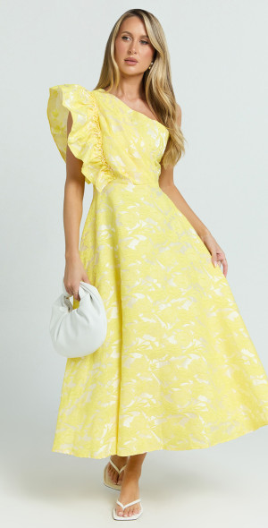 Showpo - Alfreda Midi Dress - One Shoulder Ruffle Detail Brailey ...
