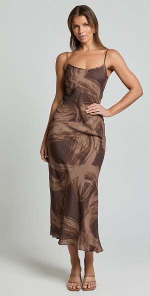 Showpo - Sally Midi Dress - Strappy Slip Dress in Hazel Swirl Print