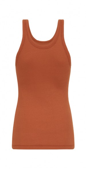 Spell - Staples Rib Singlet Tank - Tan