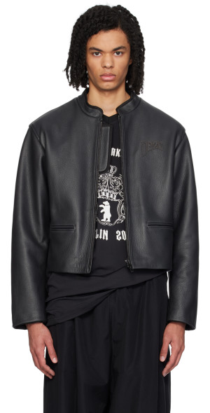 032c - Black Attrition Leather Jacket