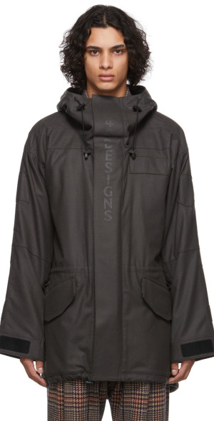 4SDESIGNS - Brown Wool Logo NF Coat