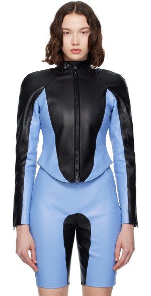 ABRA - Black & Blue Wet Leather Jacket