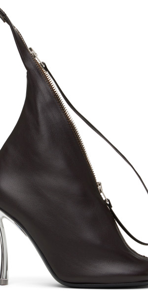 Acne Studios - Brown Leather Zip Heels