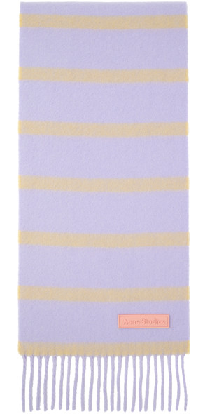 Acne Studios - Purple & Yellow Narrow Fringe Scarf