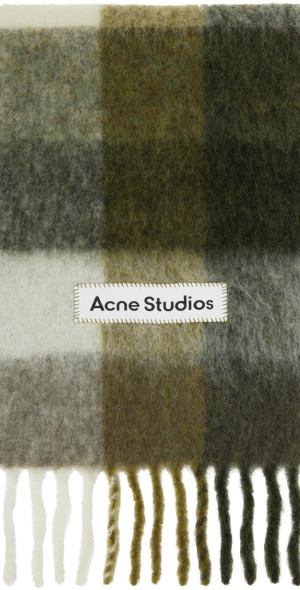 Acne Studios - Taupe & Green Check Scarf