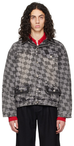 ADER error - Gray Check Denim Jacket