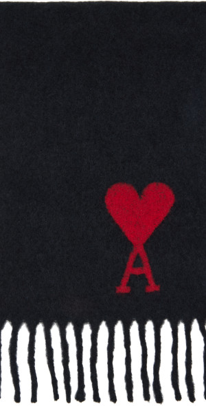 AMI Paris - Black Oversized Ami De Caur Scarf
