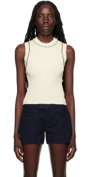 AMI Paris - Off-White Ribbed Tank Top
