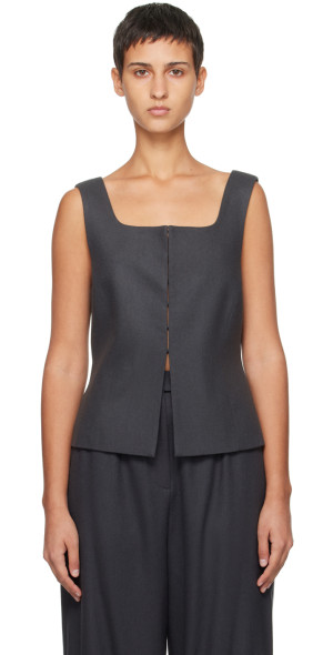 AMOMENTO - Gray Solid Vest