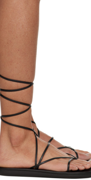 Ancient Greek Sandals - Black String Sandals
