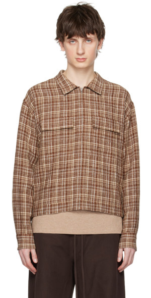 AURALEE - Brown Check Zip Jacket
