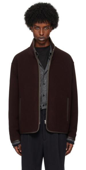 AURALEE - Brown Double Cloth Heavy Pile Zip Jacket