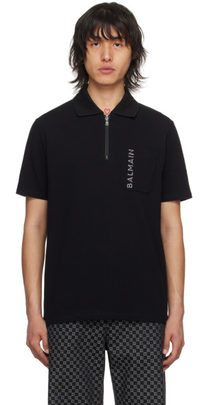Balmain - Black Half-Zip Polo