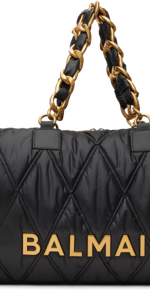 Balmain - Black Quilted Nylon Diamond Travel Duffle Bag