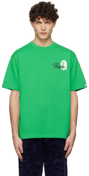 BAPE - Green Cursive College Logo T-shirt