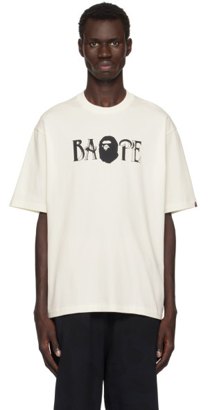 BAPE - Off-White Screen Print Logo Relaxed Fit T-shirt