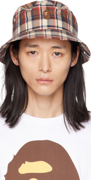 BAPE - Red Check Bucket Hat