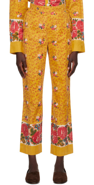 Bode - Yellow Blooming Border Trousers