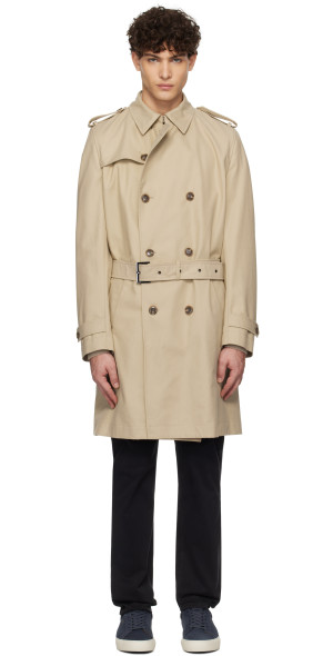 BOSS - Beige Double-Breasted Trench Coat