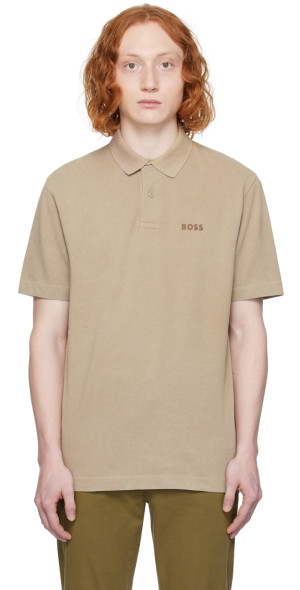 BOSS - Beige Flocked Polo