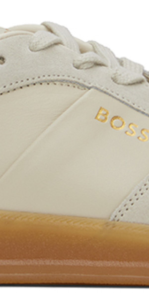 BOSS - Beige Leather-Suede Sneakers
