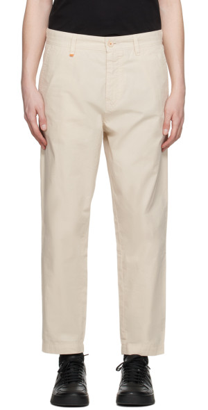 BOSS - Beige Relaxed-Fit Trousers