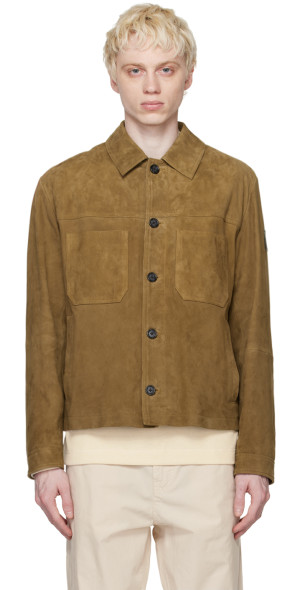 BOSS - Beige Shirt-Style Leather Jacket