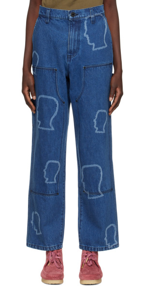 Brain Dead - Navy Double Knee Jeans