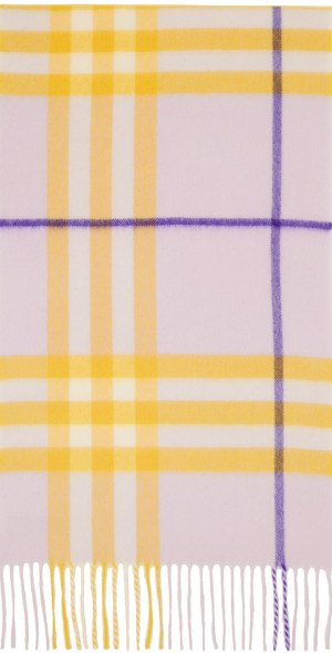 Burberry - Purple & Yellow Check Cashmere Scarf