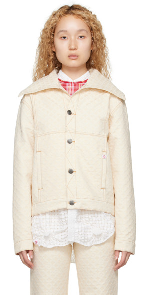 Charles Jeffrey LOVERBOY - Beige Sailor Collar Denim Jacket