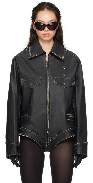 Coperni - Black Leather Body Jacket