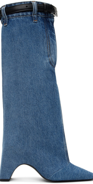 Coperni - Blue Denim Open Knee Bridge Boots