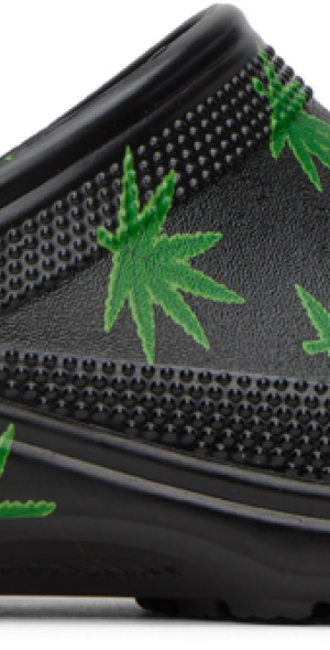 Crocs - Black & Green Classic Hemp Leaf Clogs
