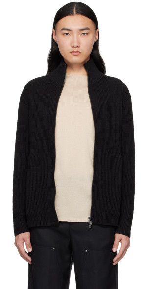 DEVOA - Black High Neck Knit Cardigan